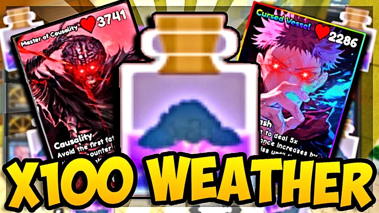 Using x100 Weather Potions to get OP CARDS in Anime Card Battle ...