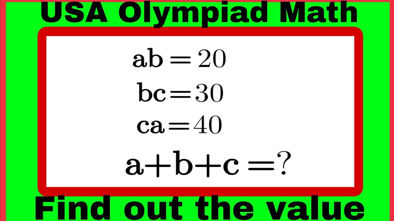 USA| A Very Nice Algebra Olympic math problem| Tricky Olympic math ...