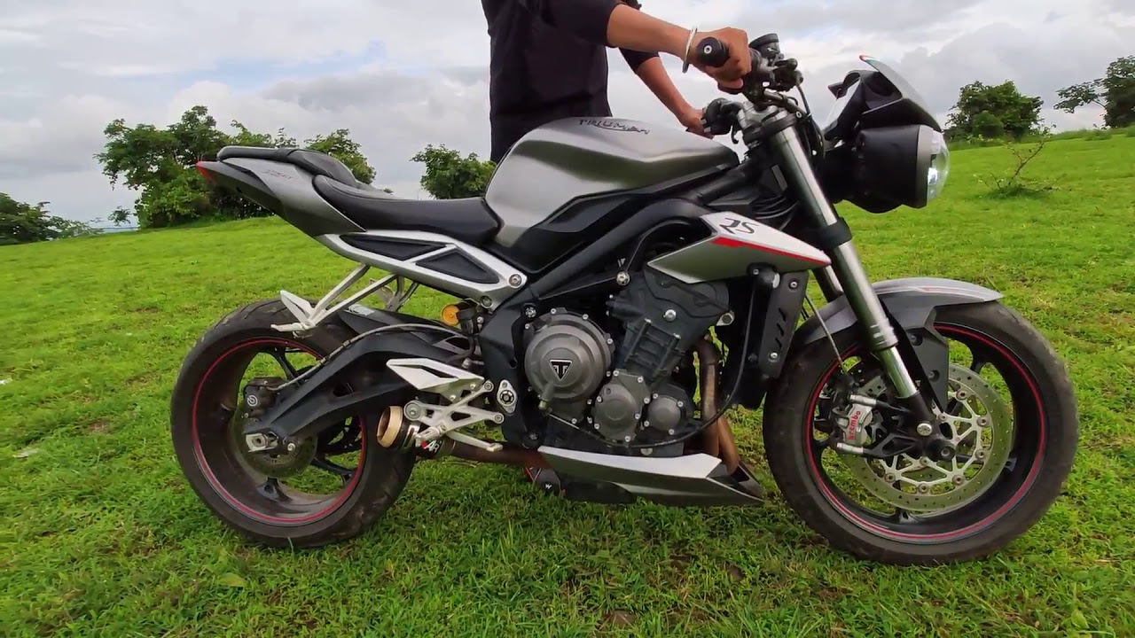 Street triple 765 RS Austin racing slip on de cat exhaust note - YouTube