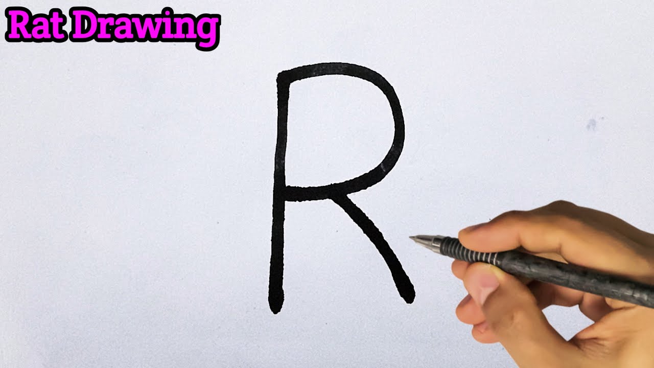 How To Draw A Rat From R Letter l Easy Rat Drawing Tutorial l Letter ...