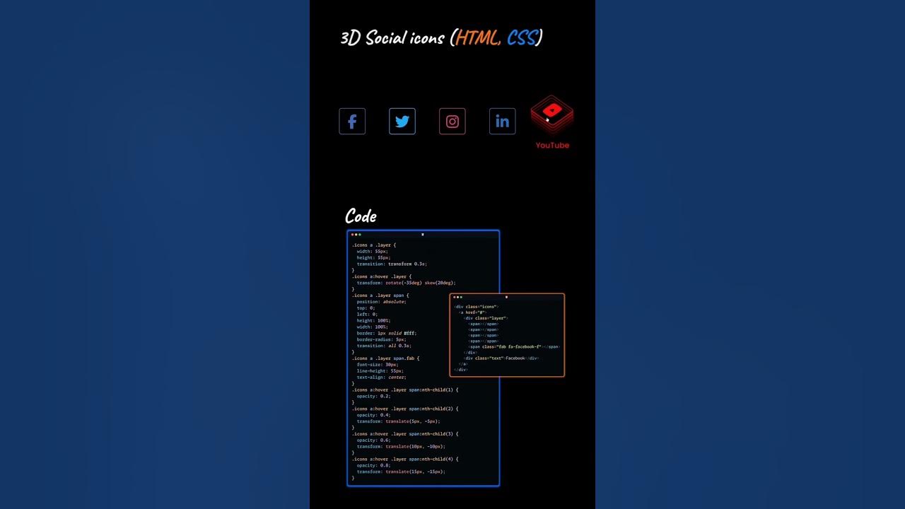 3d Social Icons Css And Html🧑‍💻 Coding Programming 2024 Webdev Htmlcss Csstricks