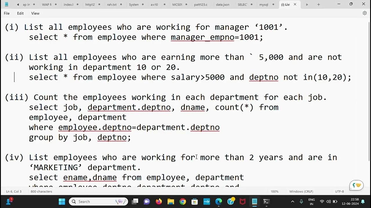 bcs092 1d december 2023 | Write SQL queries | List all employees who ...