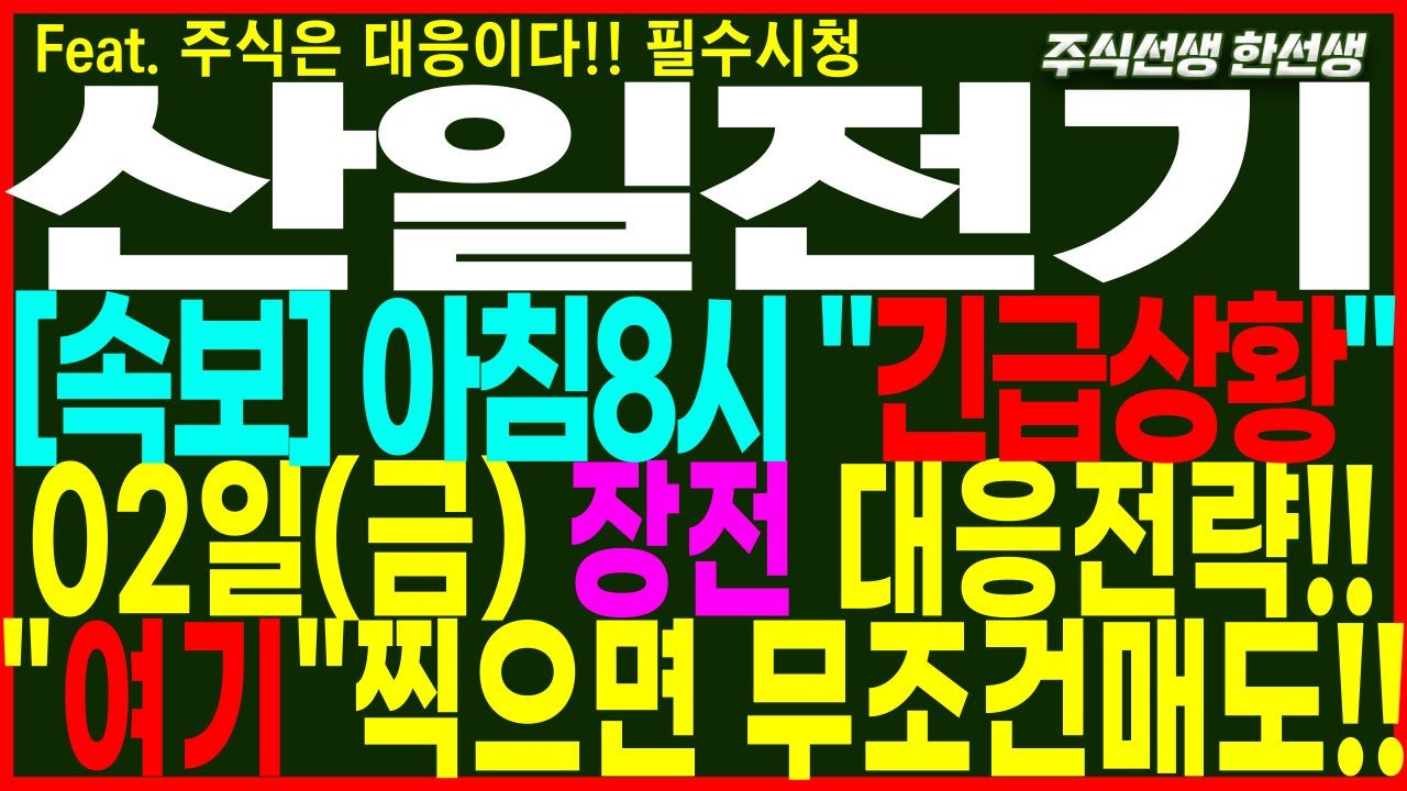 산일전기 속보 아침8시 긴급상황 02일금 장전 대응전략 금요일 대응전략은 산일전기 산일전기목표가 산일