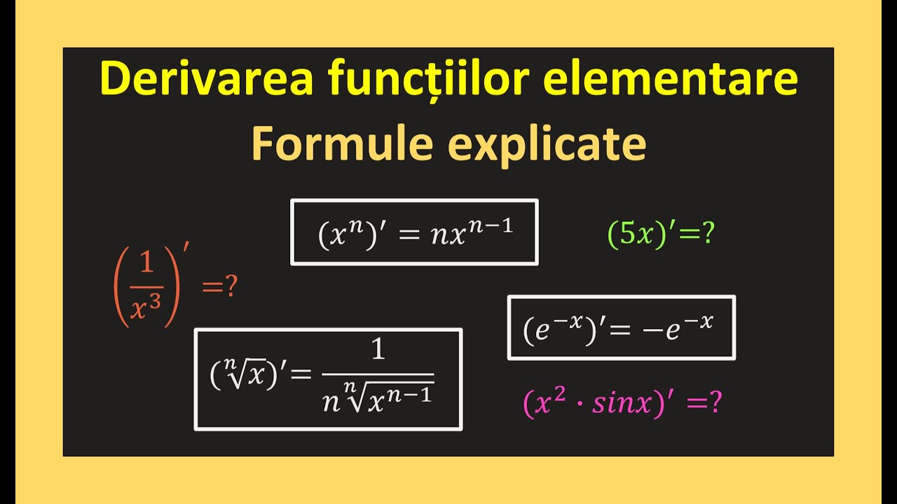 Derivarea functiilor elementare exercitii formule derivate bac clasa a ...