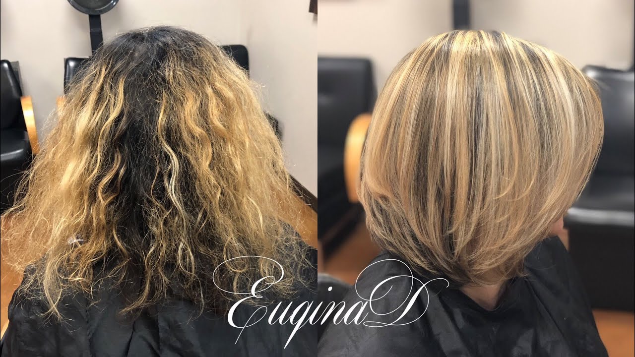 Basic Partial Highlight Retouch Cut and Blowdry - YouTube