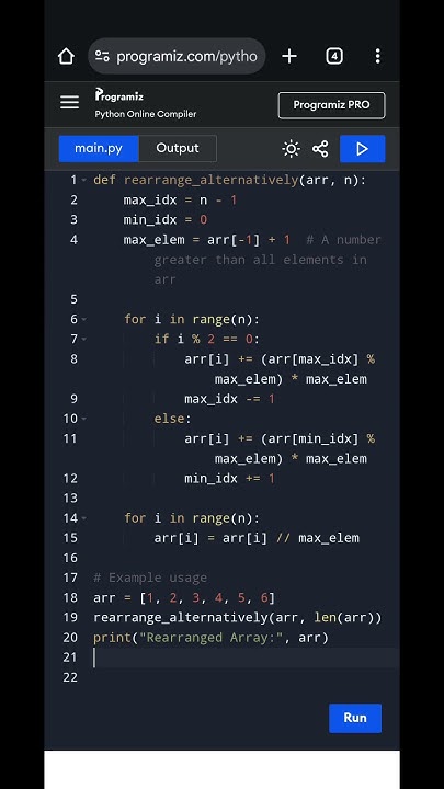 Rearrange Array in Max-Min Form Without Extra Space | In-Place Python Solution - YouTube