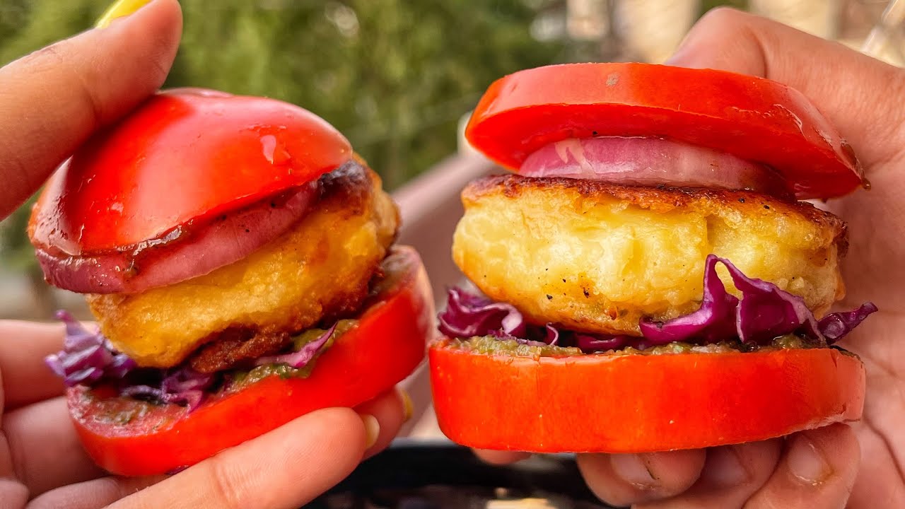 Trending Tomato Bun Burger | Healthy Burger Recipe | Veg Burger | Aloo ...