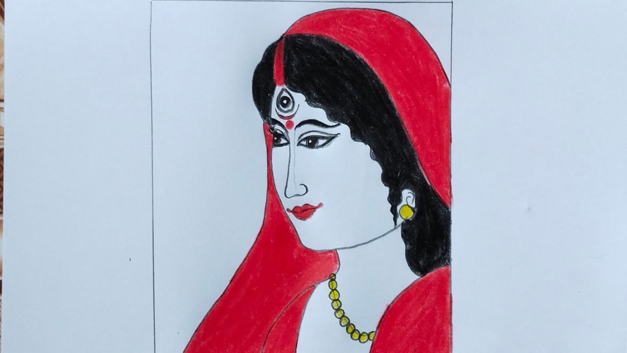 How to draw maa durga / devi durga maa drawing - YouTube