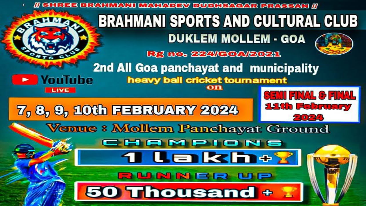🔴LIVE || DAY 2 || ALL GOA CRICKET TOURNAMENT || ORG BY BRAHMANI SPORTS ...