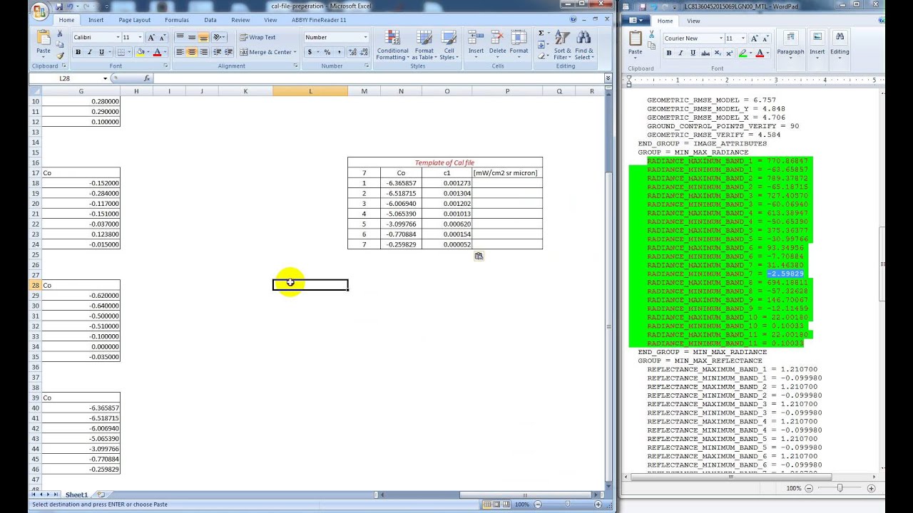 Create cal file for Atmospheric Correction in ERDAS Imagine - YouTube
