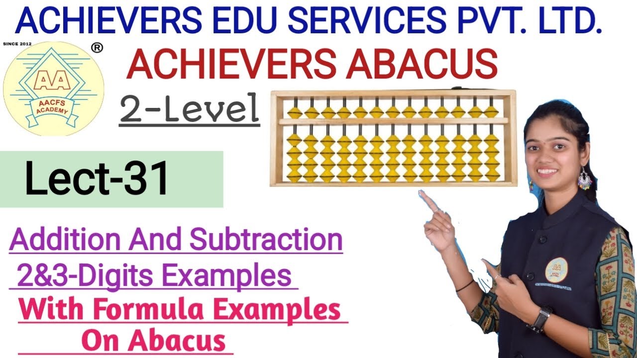 Abacus Addition & Subtraction//Abacus 2& 3-Digits Examples On Abacus ...