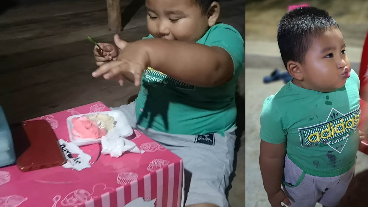 Fat baby eat birthday cake | Lihor& LIza Corner - YouTube