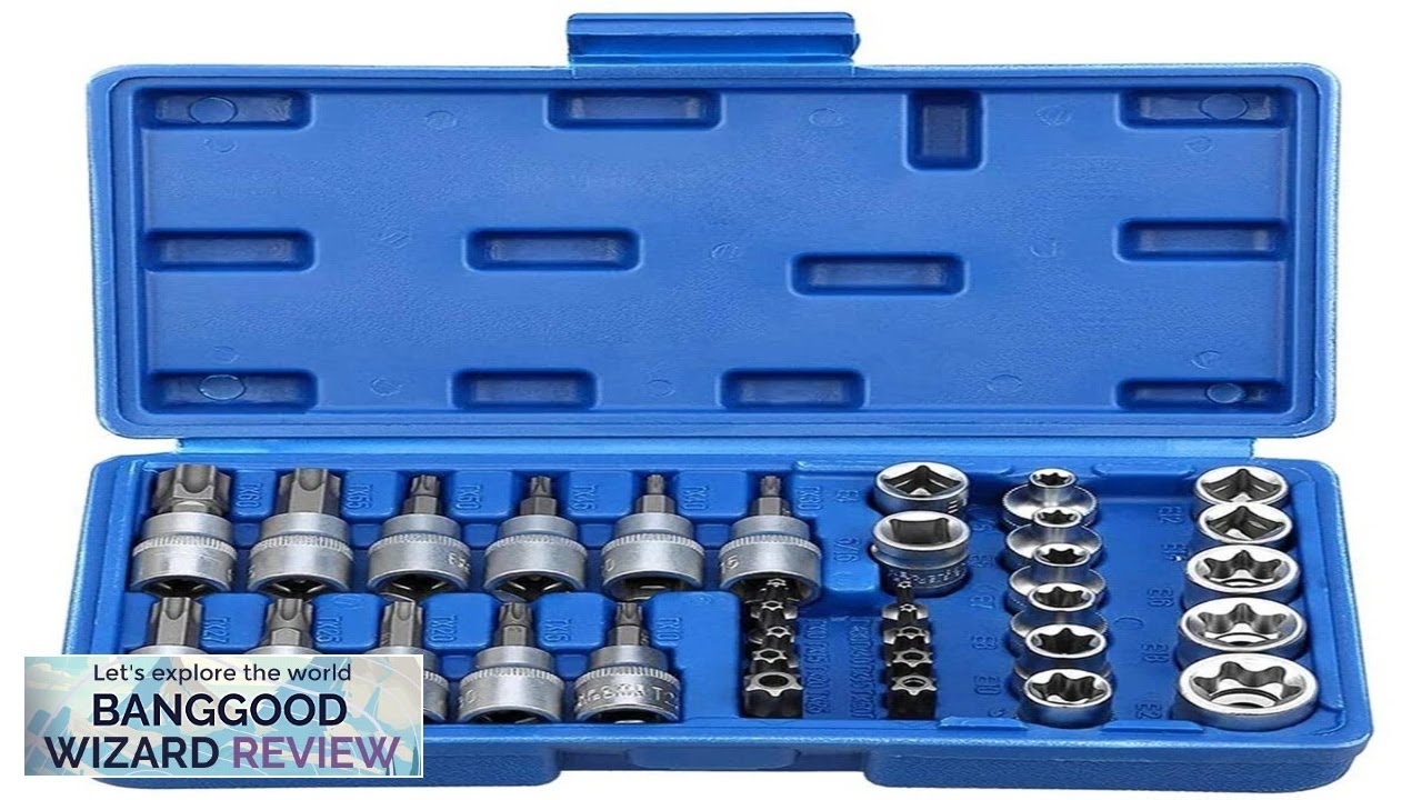 34PCS Torx Bit Socket and E-Torx Star Socket Set 1/4 3/8 1/2 Review ...