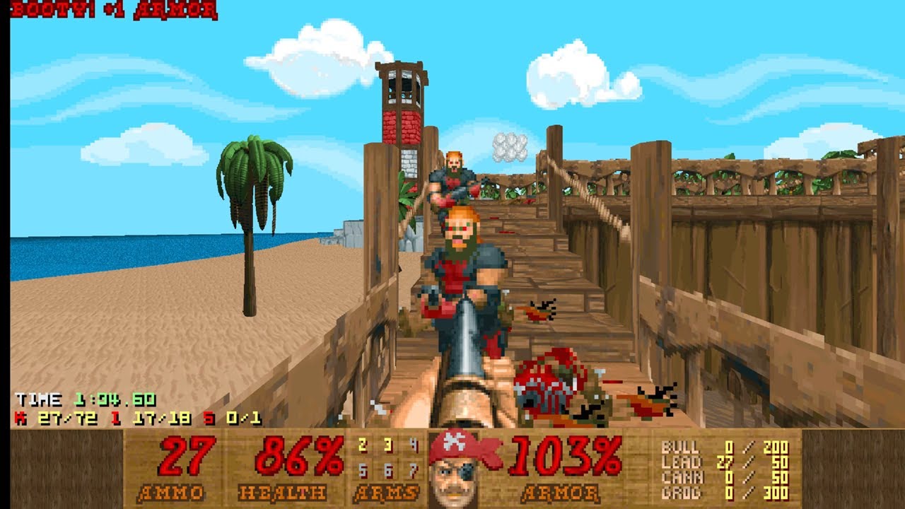 Doom 2 - Pirate Doom II (Map 4: Beachside Bastion): UV-Max (WAD Author ...