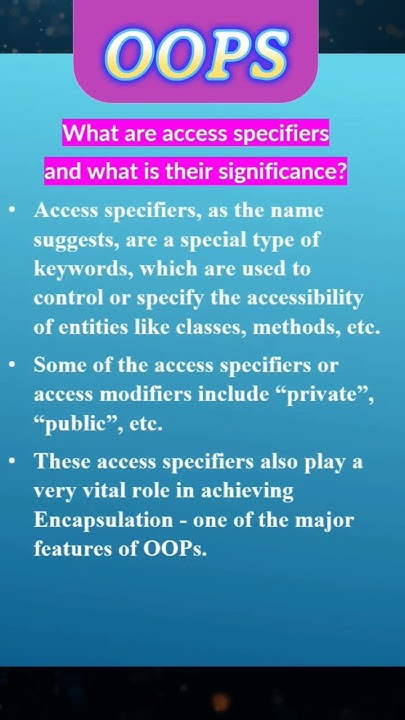OOPs Access specifiers and significance. #padhoengineering #oopsconcept ...