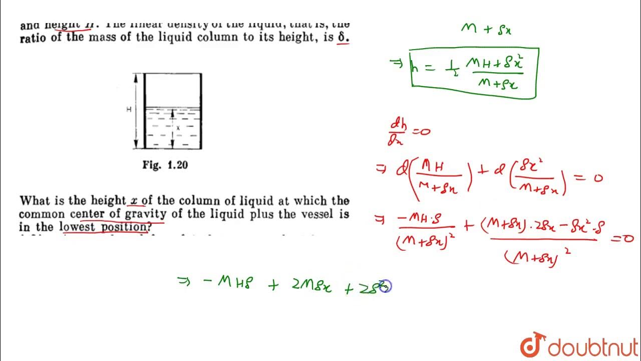 "A liquid has been poured into a cylindrical vessel of mass M (the mass ...
