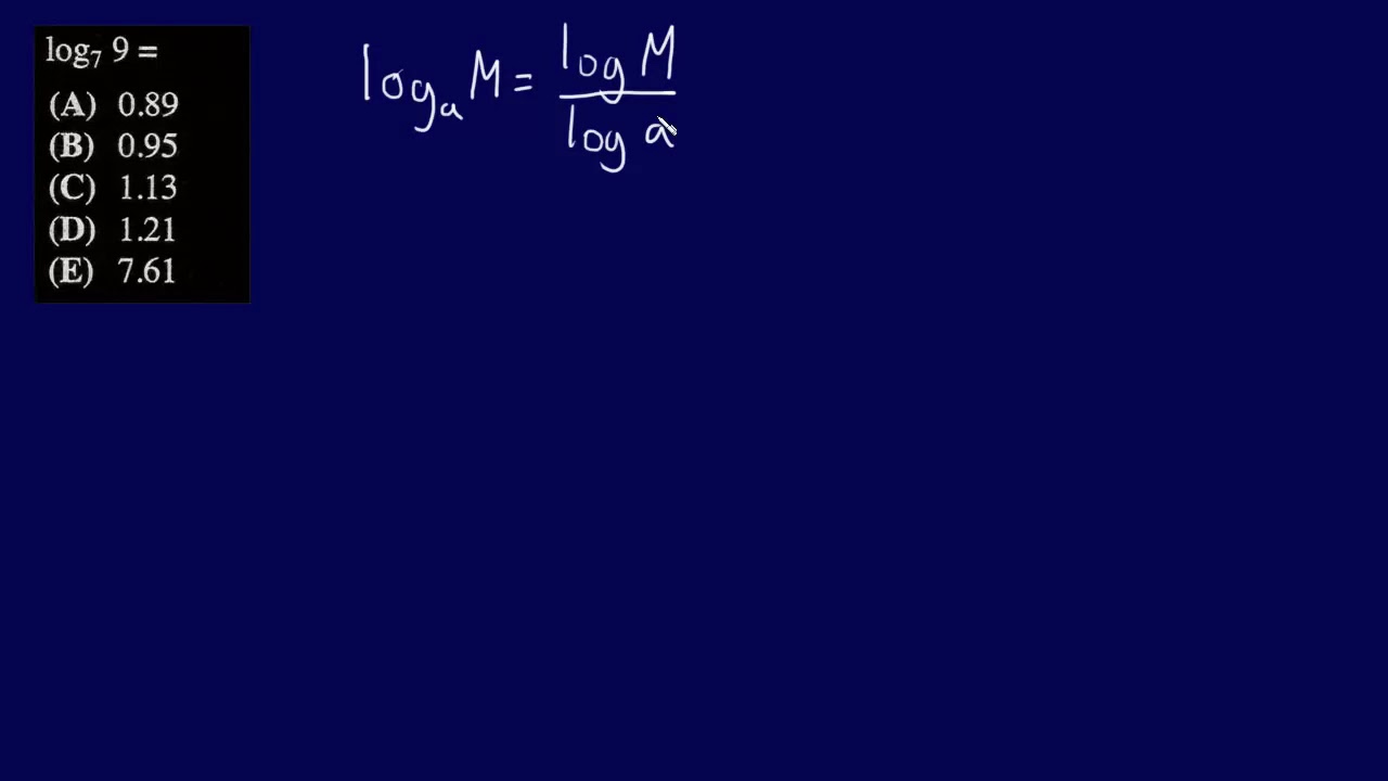 SAT QUESTION OF THE DAY - Logarithm change of base problem - YouTube