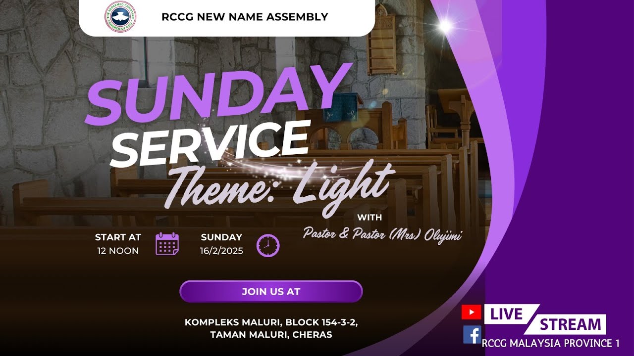 Sunday Service Program on RCCG Malaysia Province 1 TV || 16/02/2025 ...