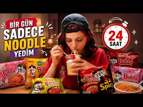 BİR GÜN BOYUNCA SADECE NOODLE YEDİM ! 🍜 | MİDEM 🤢