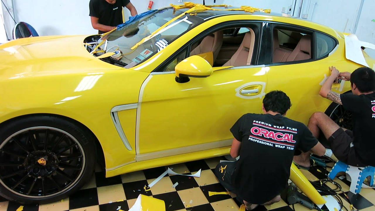 Glossy Yellow Porsche Panamera Car Wrap www.tonywrap.com - YouTube