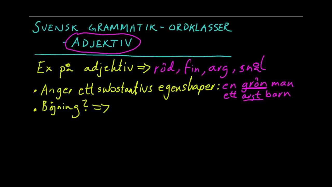 Svensk grammatik: Adjektiv - YouTube