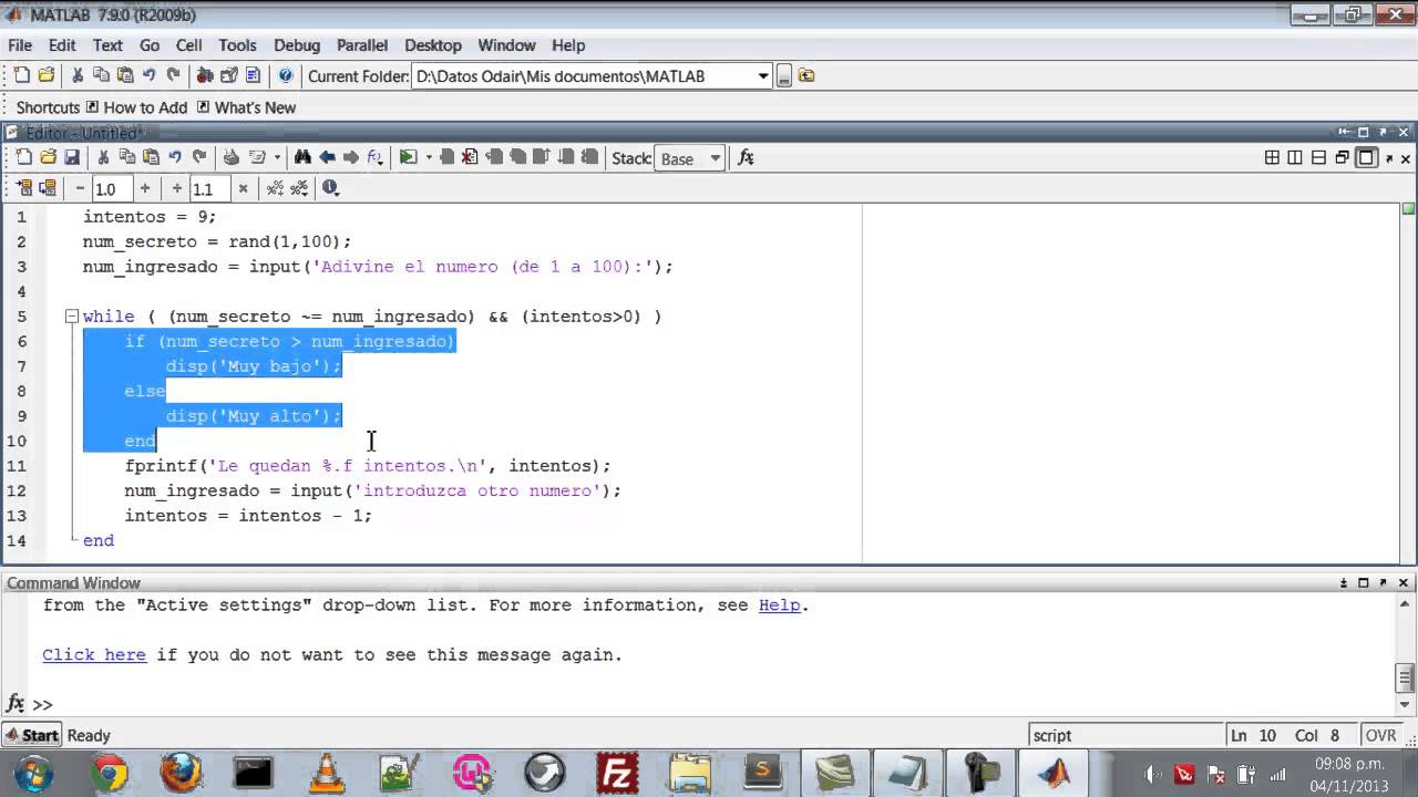 Ejemplo sobre algoritmo cíclico en Matlab. - YouTube