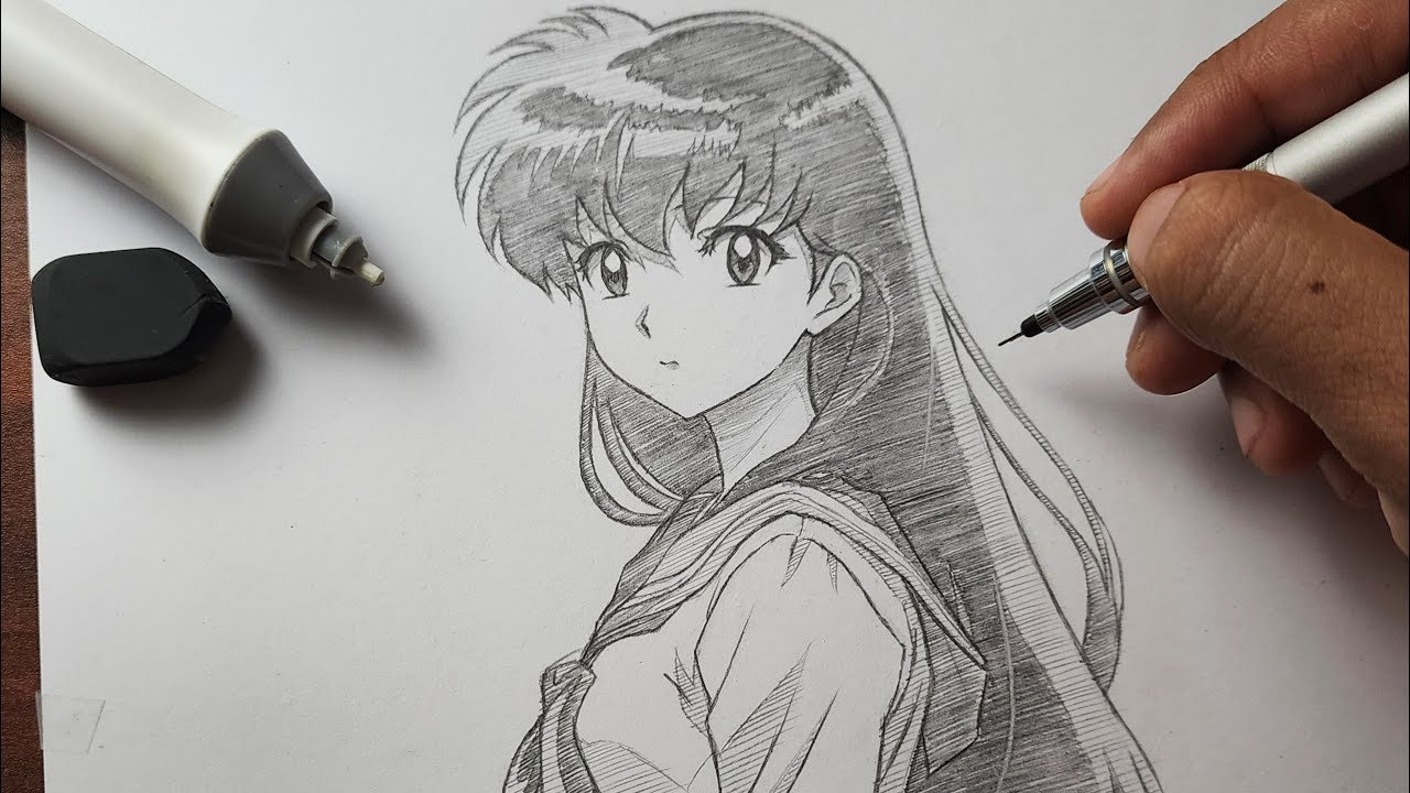 Draw Kagome Higurashi with easy steps for beginners! - YouTube