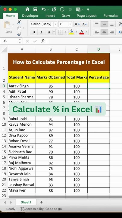 Excel Formula: How to Calculate Percentage % in Excel ‼️ #shorts #ytshorts #ytviral - YouTube