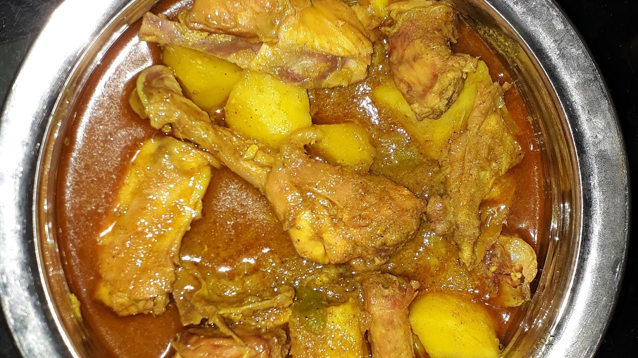আলু দিয়ে মুরগির ঝোল রান্না |alu murgi recipe|chicken potato curry ...