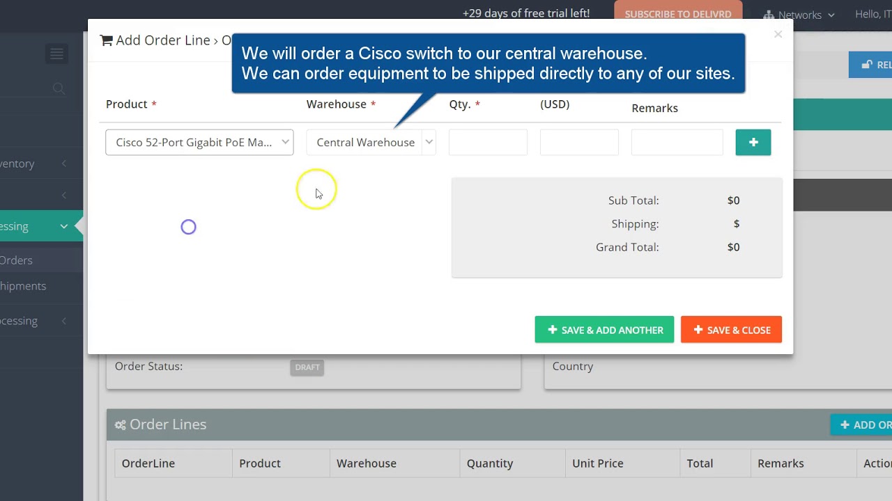 Multi Site Inventory Management of Equipment in Delivrd - Receive From ...