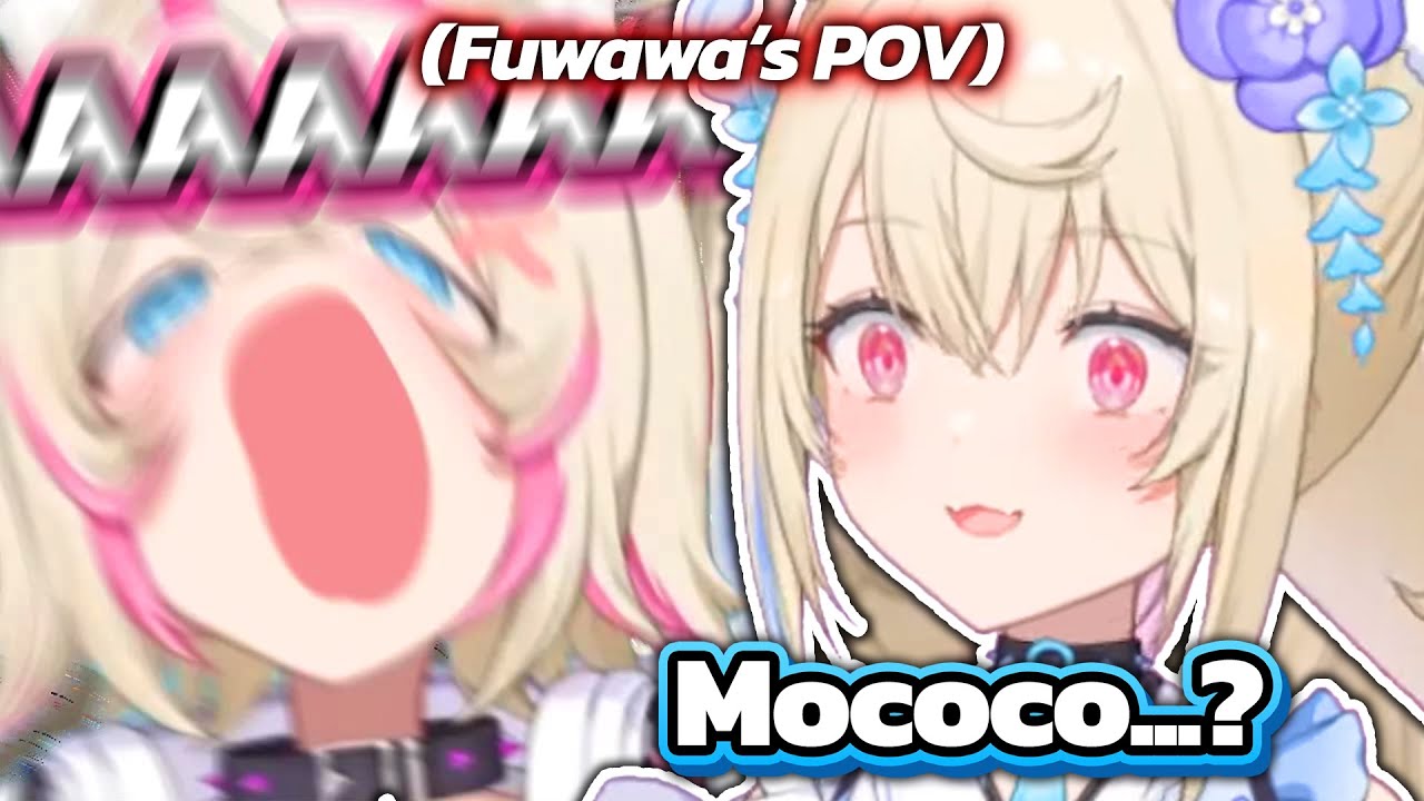 Mococo screams so loud in the background of Fuwawa's stream, she breaks ...