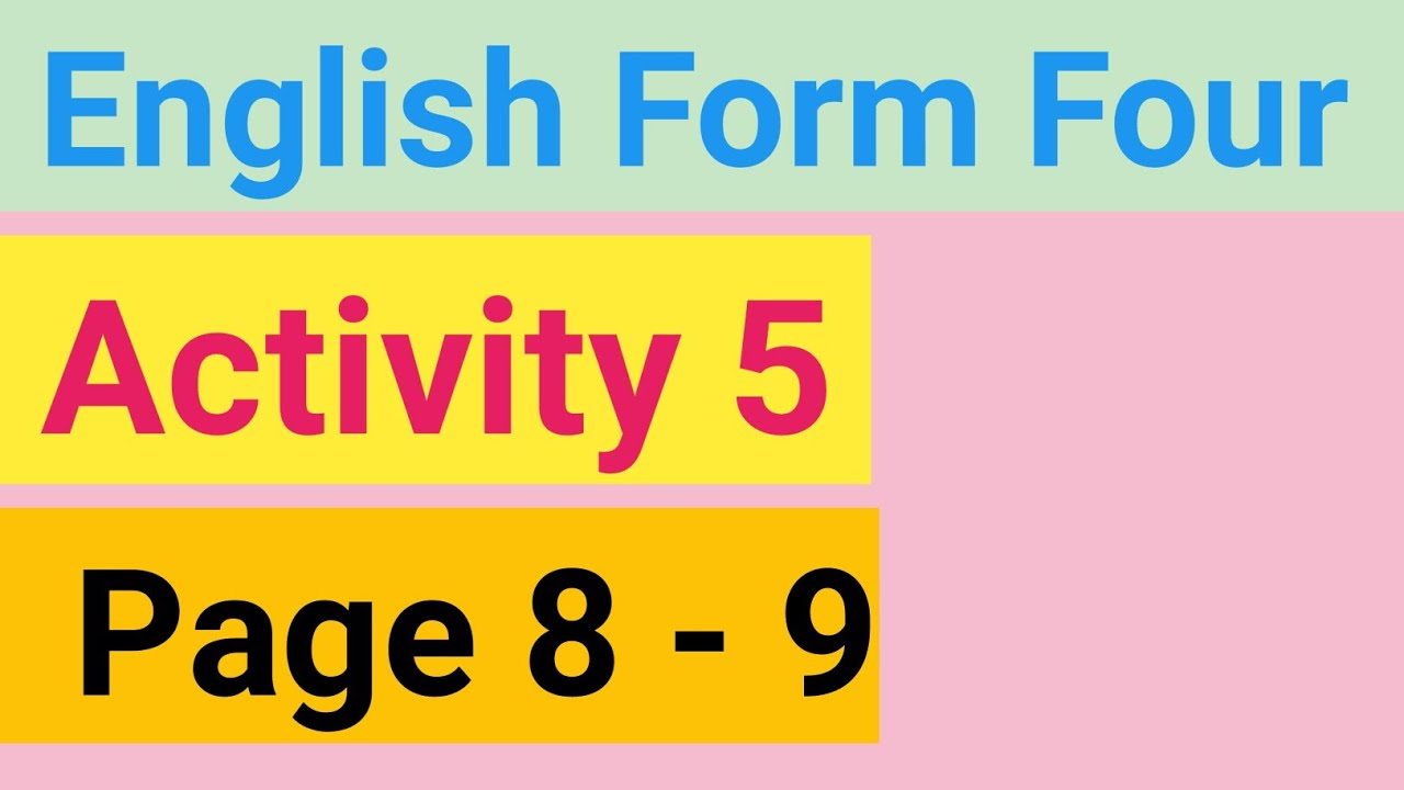 English form four: Lesson 6: Activity 5 (p 8 - 9) #English#form4# ...