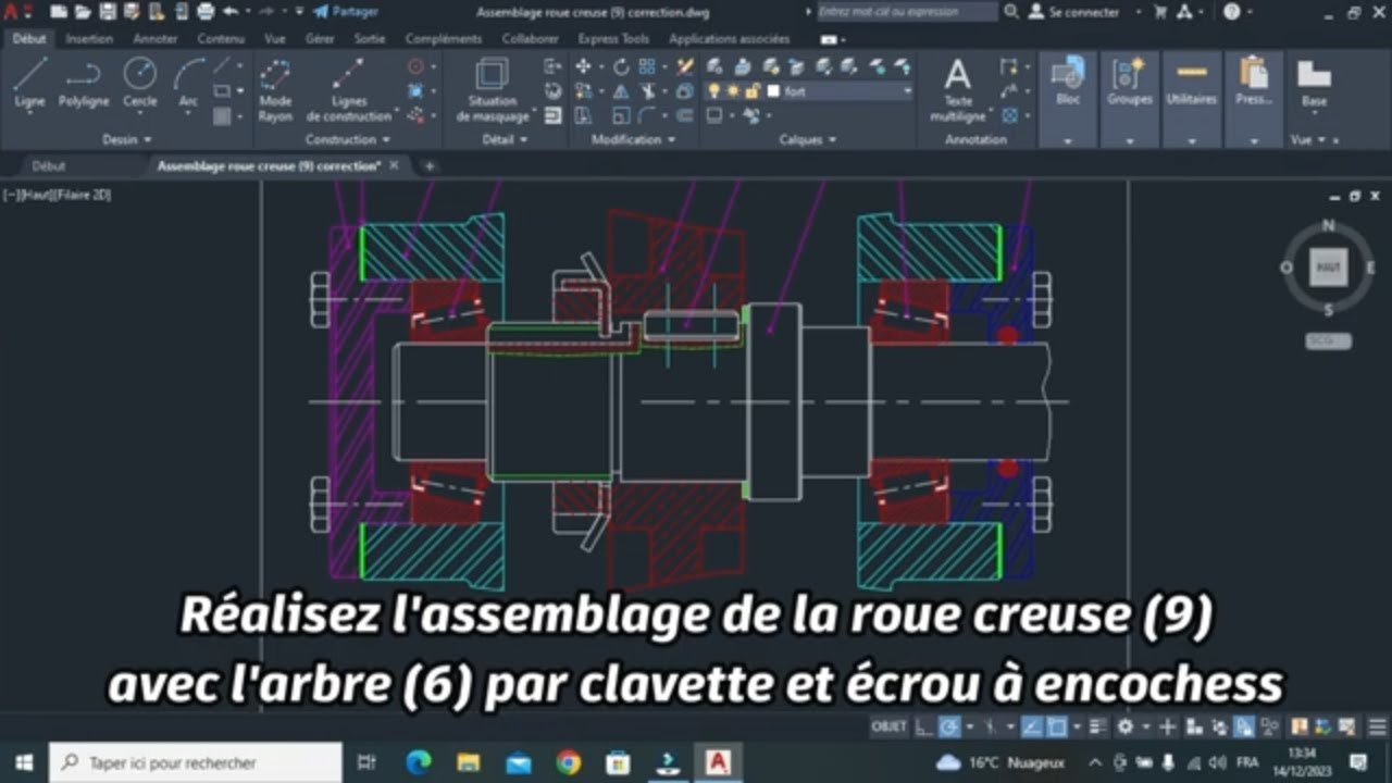Assemblage roue creuse 9 Autocad Tutorial for beginners autocad ...
