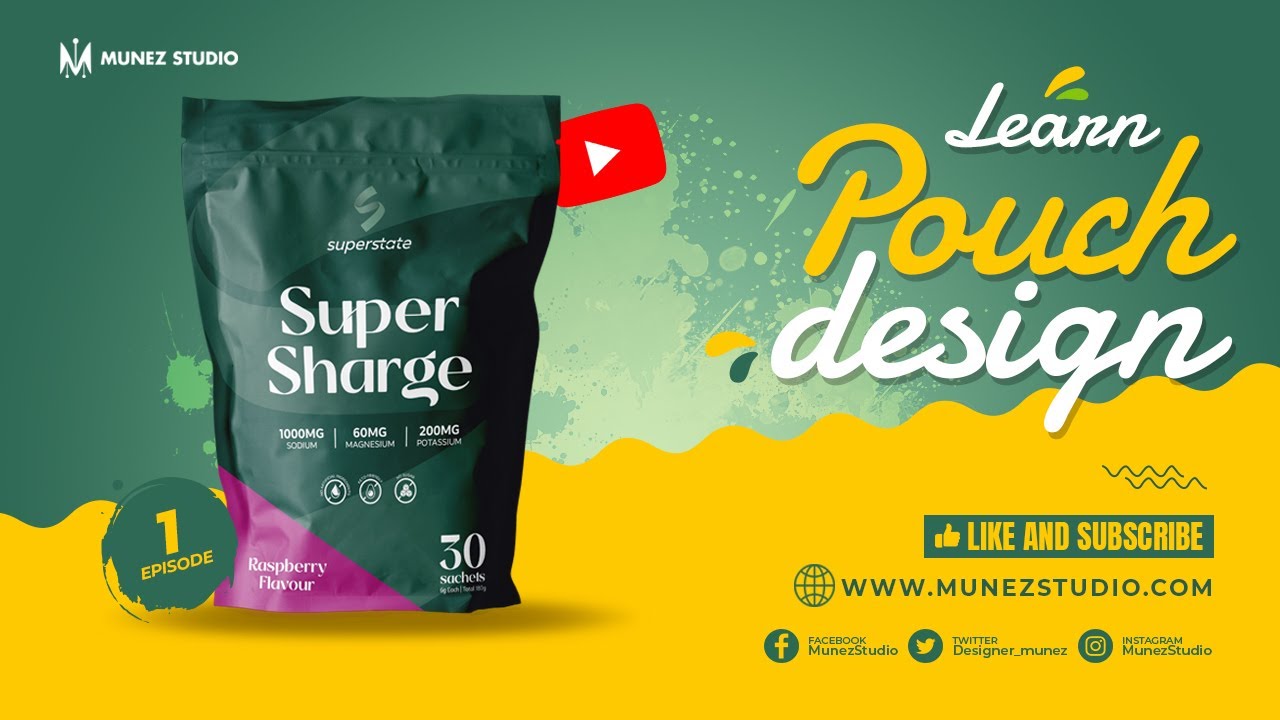 How to design pouch in Adobe Illustrator | Supplement Packaging Design ...