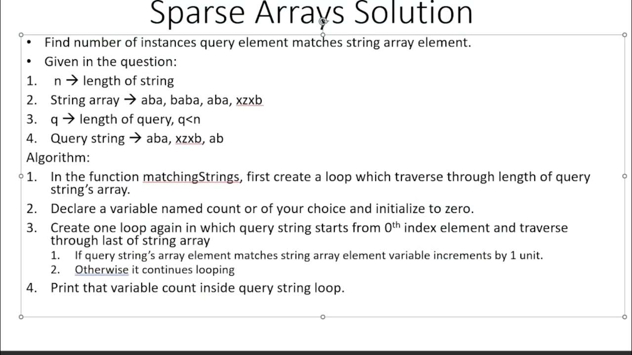 Hackerrank Sparse Arrays Data Structures Problem - YouTube