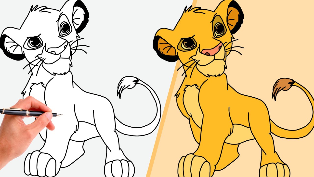 Cómo dibujar a SIMBA DE EL REY LEÓN | DIBUJO SUPER FÁCIL DE DISNEY ...