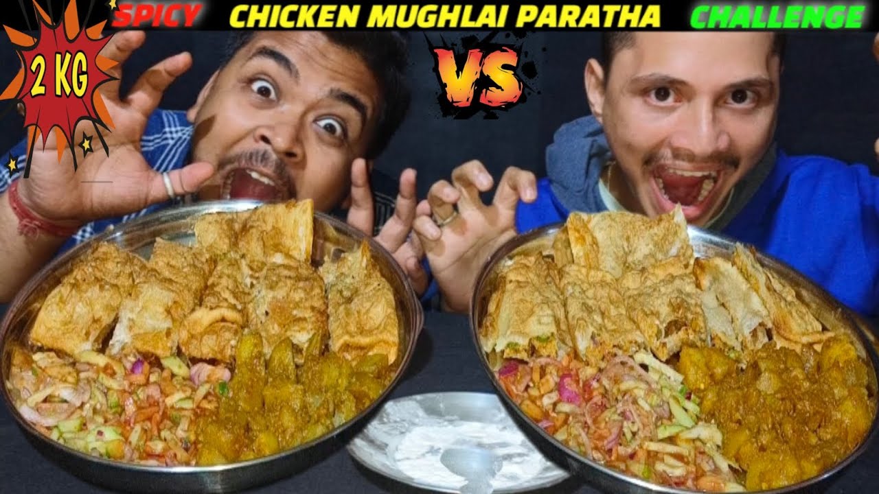 2KG MUGHLAI PARATHA,POTATO CURRY AND SALAD EATING CHALLENGE ME VS ...
