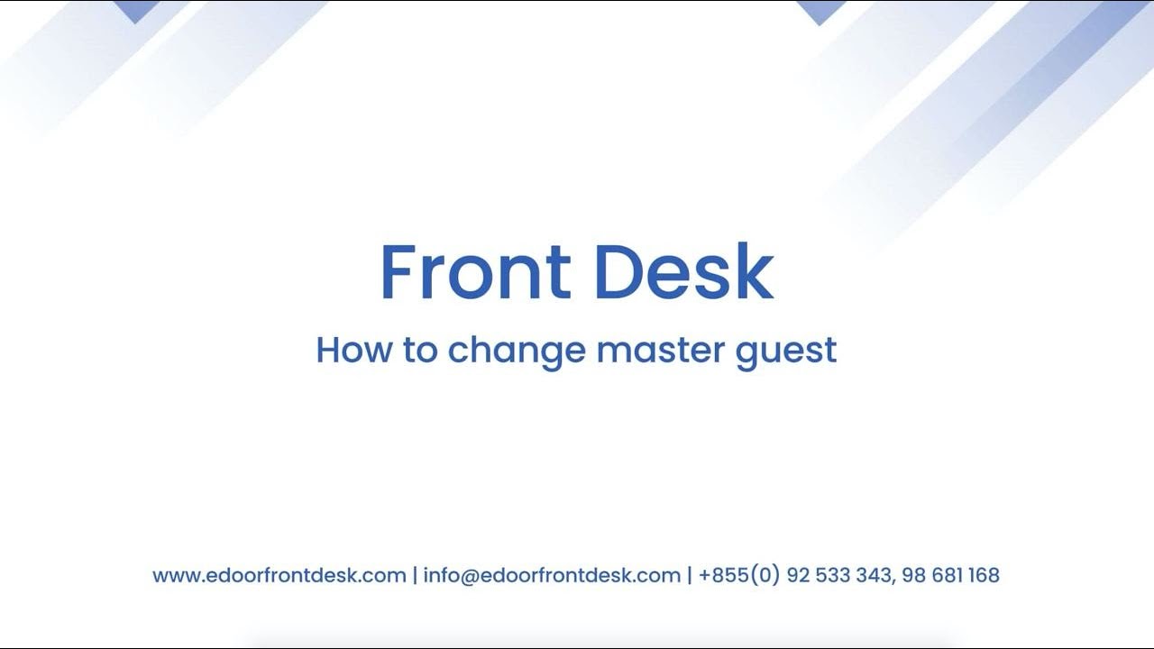 eDoor Front Desk How to Change Master Guest? - YouTube