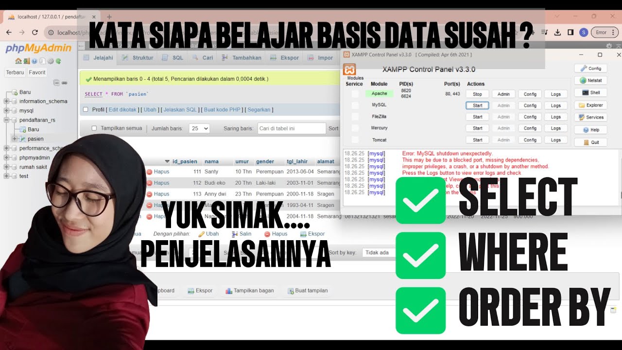 MANAJEMEN BASIS DATA - Tutorial MySQL - SELECT,WHERE, dan ORDER BY - YouTube