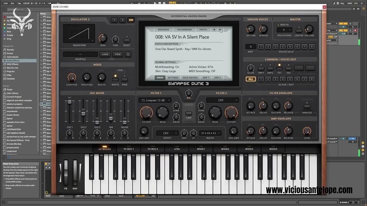 Synapse Audio Dune 3 Presets - Sine Vibe - Vicious Antelope presets walkthrough - YouTube