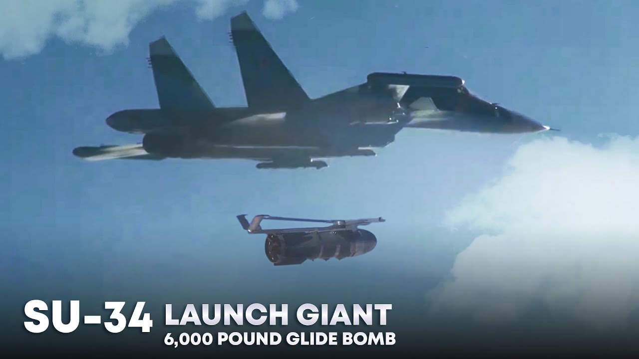 FAB-3000 : Russia Drops Giant 6000 pound Bomb from SU-34 - YouTube