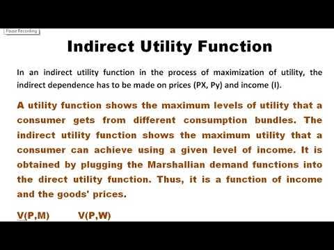 Indirect Utility Function - YouTube