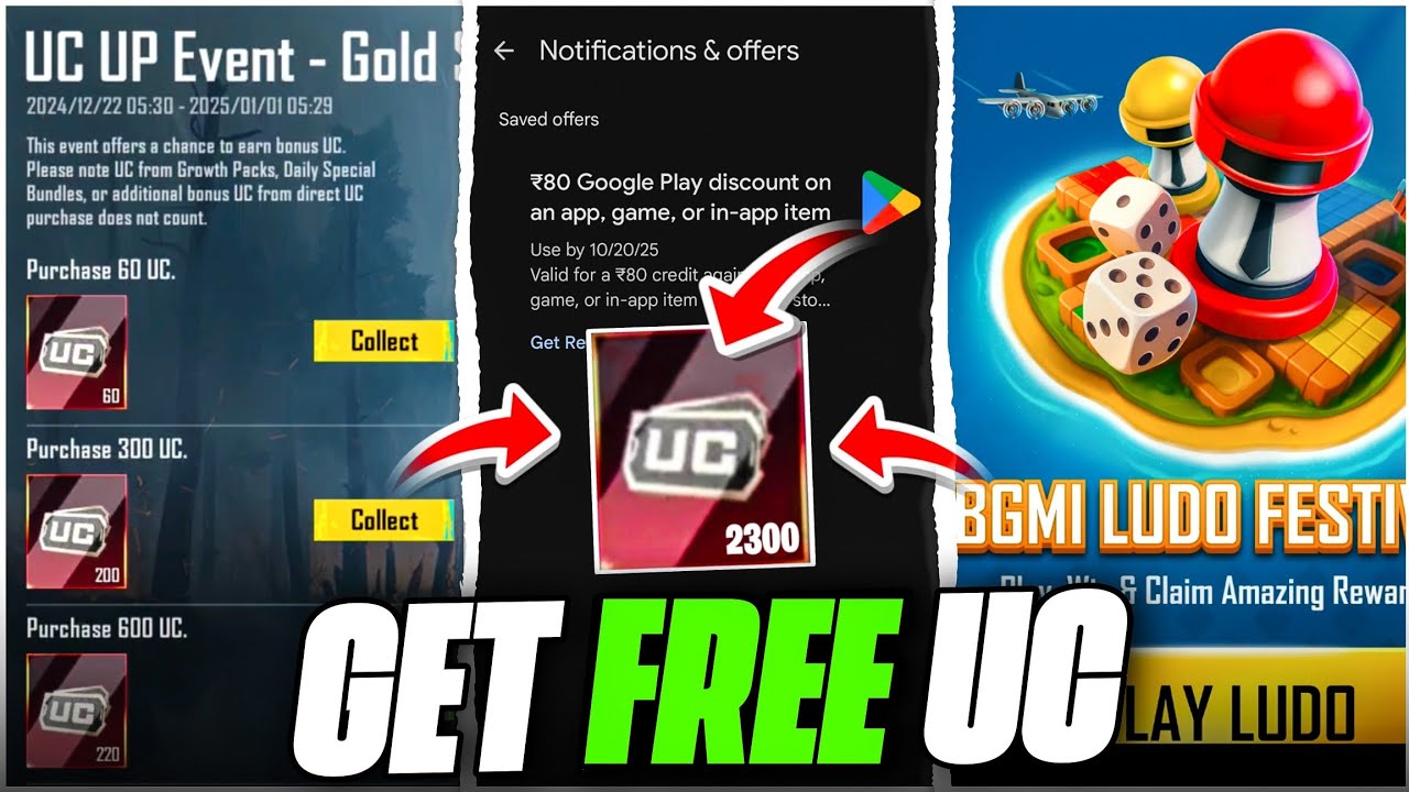 🔴 BGMI UC UP EVENT TRICK / DIWALI LUDO MADNESS UC EVENT / GET FREE 1800 ...