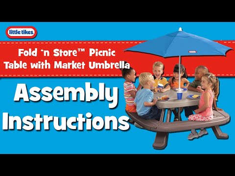 Fold ‘n Store™ Picnic Table with Market Umbrella | Assembly Instruction | Little Tikes
