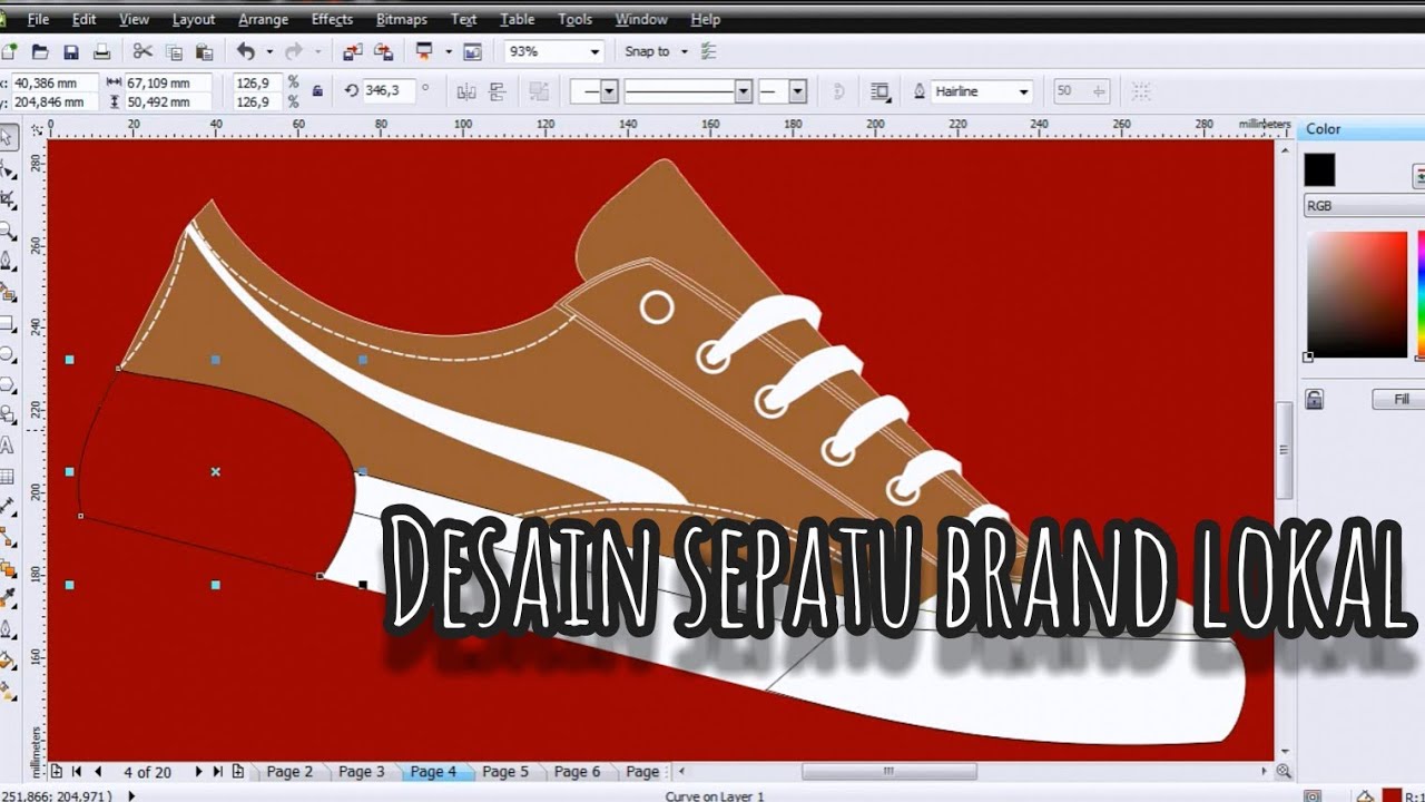 Cara desain sepatu sendiri menggunakan corel draw - YouTube