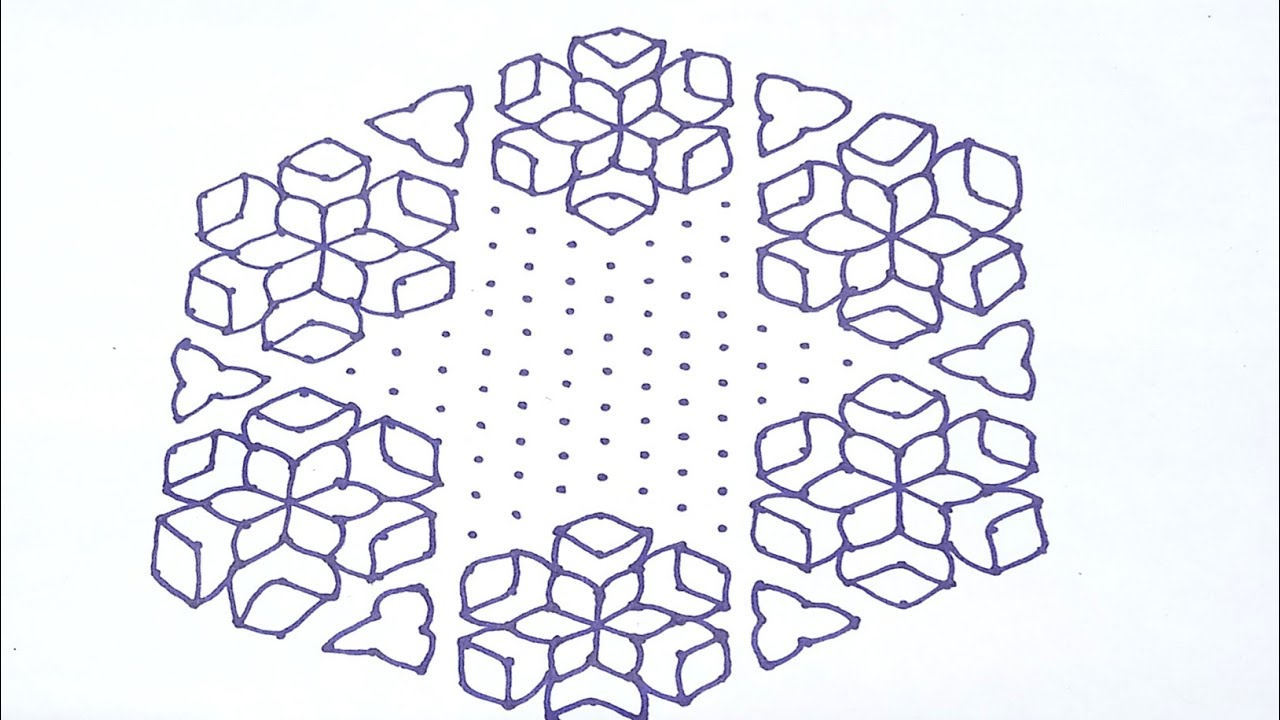 21*11simple flower 🌺 rangoli design madya chukkalu muggulu designs ...