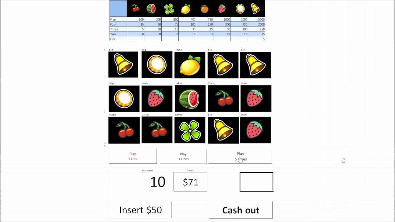 Excel slot machine Excel poker machine - YouTube