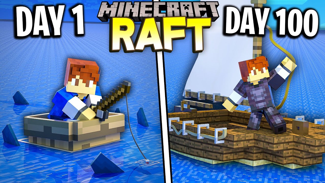 I Spent 100 Days in a Raft... (Minecraft) - YouTube