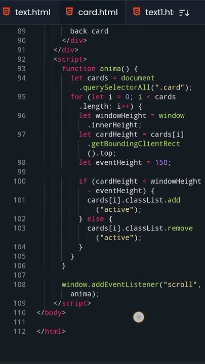 creating card flip effect on scroll HTML CSS #javascript #html5 #html #shorts - YouTube