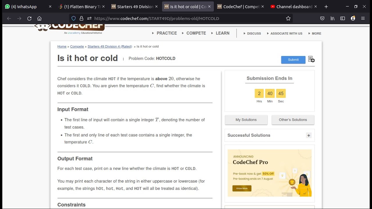 Is it hot or cold Problem Code: HOTCOLD - YouTube